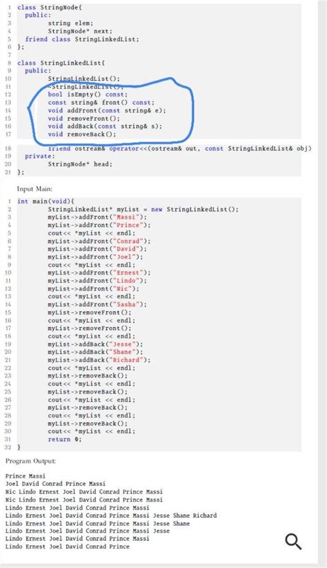 Solved 1 Class Stringnode 2 Public 3 String Elem 4 String