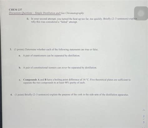 Solved Chem 237 Discusvion Questions Simple Distillation