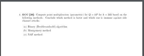Solved 4 Ecc [20] Compute Point Multiplication