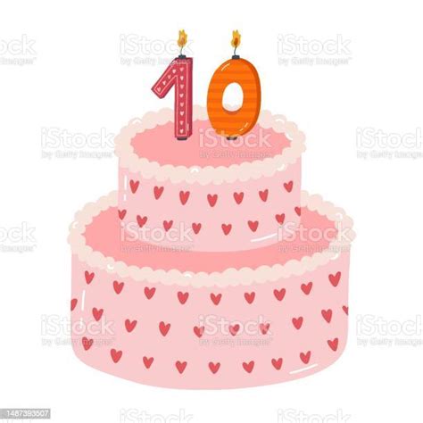 숫자의 형태로 불타는 촛불이 있는 귀여운 생일 케이크 매년 출생 기념일을 축하하는 디저트 스칸디나비아 스타일의 휴일 컵케이크의 양식화된 손으로 그린 클립아트 0명에 대한