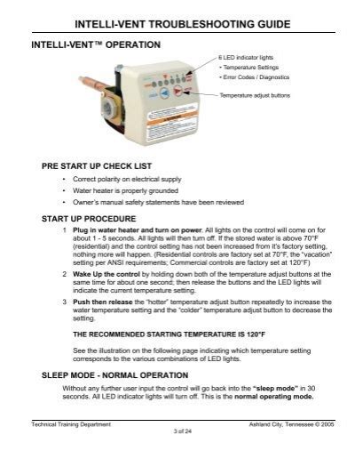 Intelli Vent Troubleshoot