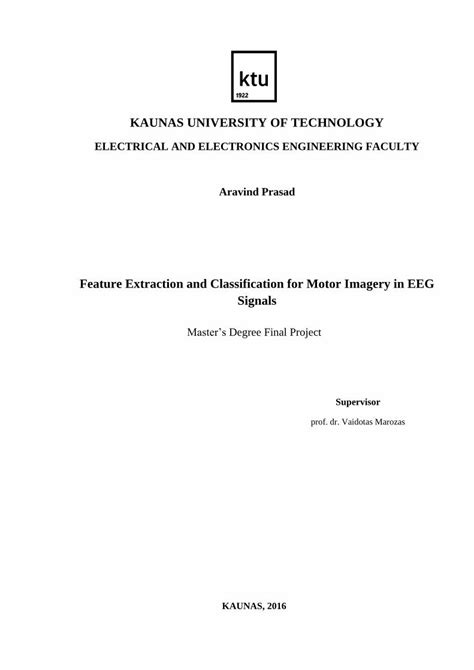 Pdf Feature Extraction And Classification For Motor Imagery In
