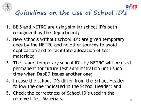 Ppt Guidelines And Standard Procedure In The Conduct Of The Major Testing Programs Of Netrc A