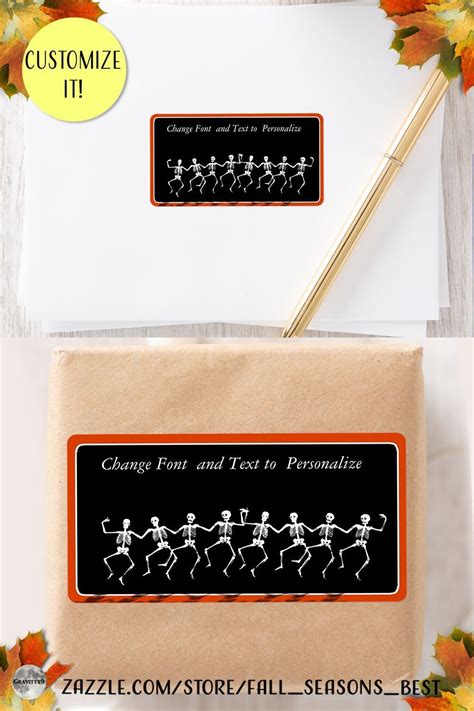 Halloween Dancing Skeleton Bones Label Zazzle Dancing Bones Across