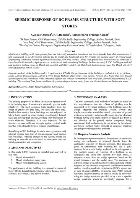 Seismic Response Of Rc Frame Structure With Soft Storey Pdf