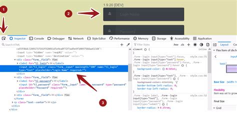 inspect elements using firefox web developer tools