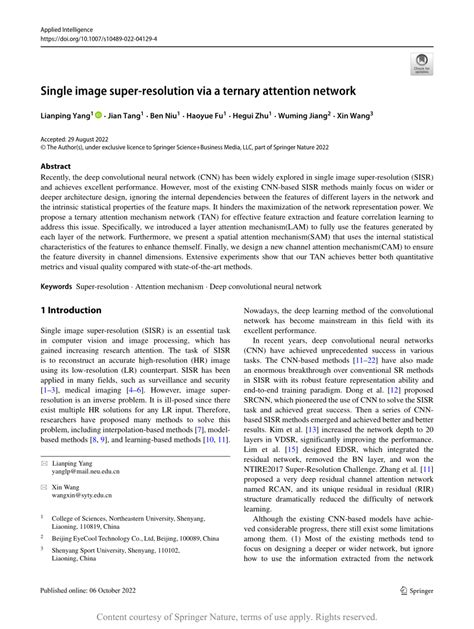 Single Image Super Resolution Via A Ternary Attention Network