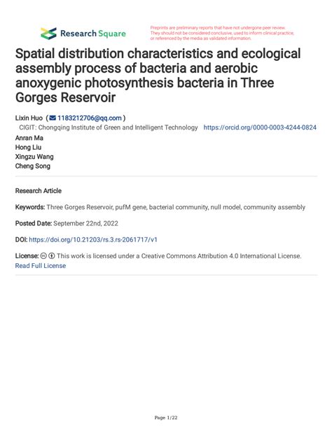 Pdf Spatial Distribution Characteristics And Ecological Assembly Process Of Bacteria And