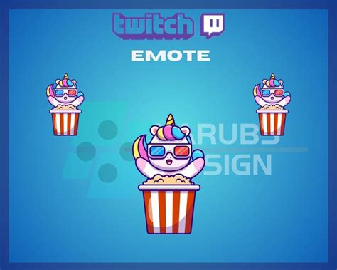 1 Twitch Emotes Unipopcorn Emote Kawaii Unicorn Emote Popcorn Emote