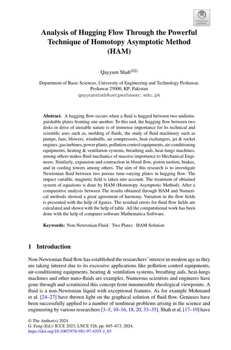 Pdf Analysis Of Hugging Flow Through The Powerful Technique Of Homotopy Asymptotic Method Ham