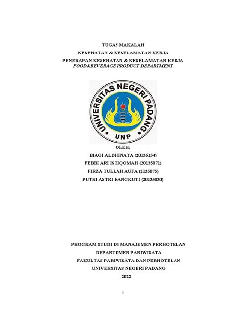 Tugas Makalah Penerapan K3 Pdf