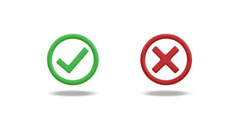 check mark and cross mark symbols icon buttons with checkmark and