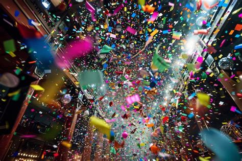 A Large Group Of Confetti And Streamers Falling From The Sky In A Joyful Celebration A Whirlwind