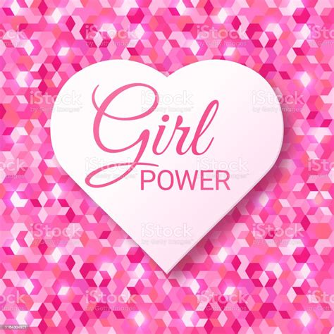 하트 모양의 소녀 파워 핑크 텍스트입니다 페미니즘 여성인권운동 소녀 독립을위한 슬로건 현대 배지 티셔츠 포스터 페미니스트 3 월 장식을위한 벡터 일러스트레이션 3월에 대한