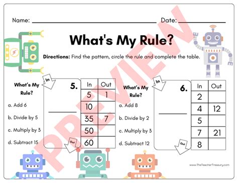 Function Machines Whats My Rule Input And Output Tables Robot Theme