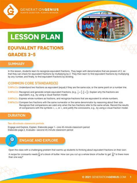 Equivalent Fractions Lesson Plan Pdf Mathematics Arithmetic