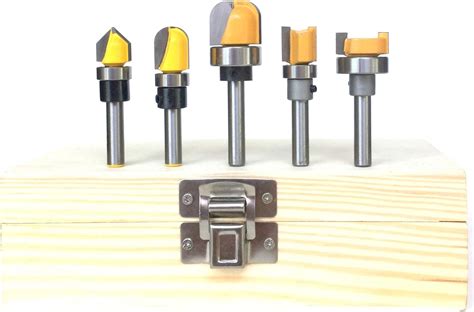 5 Pc 1 4 Shank Top Bearing Template Molding Pattern Router Bits Set Amazon Com