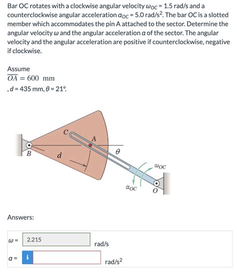 solved bar oc rotates with a clockwise angular velocity ωoc