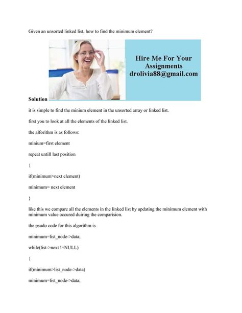 Given An Unsorted Linked List How To Find The Minimum Element Solutiodocx Free Download