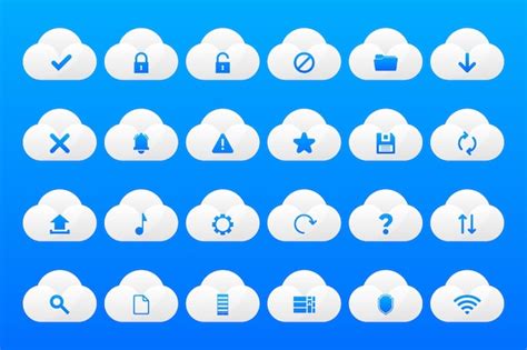 Premium Vector Cloud Technology Icon Set Network And Service Database Storage Sign Vector