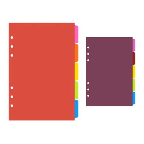 RAN Set A A Loose Leaf Spiral Binder Index Separator PP Colorful Hole Page Dividers For