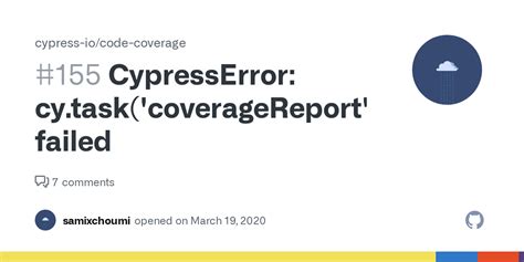 Cypresserror Cytaskcoveragereport Failed · Issue 155 · Cypress Iocode Coverage · Github