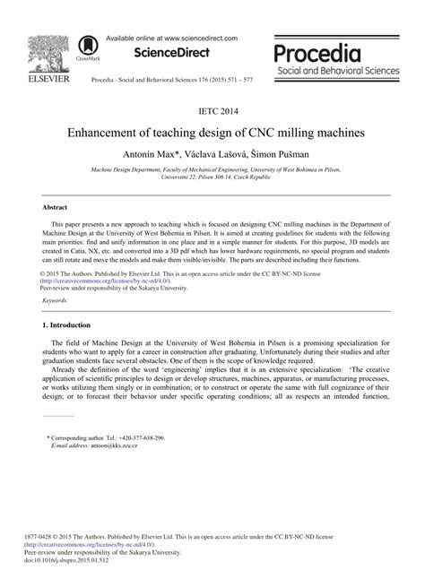 Pdf Enhancement Of Teaching Design Of Cnc Milling Machines