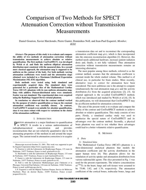 Pdf Comparison Of Two Methods For Spect Attenuation Correction