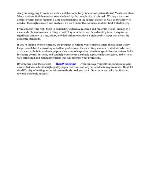 Control System Thesis Topics Pdf System Systems Theory