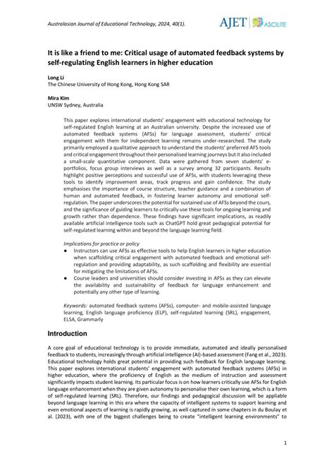 Pdf It Is Like A Friend To Me Critical Usage Of Automated Feedback Systems By Self Regulating