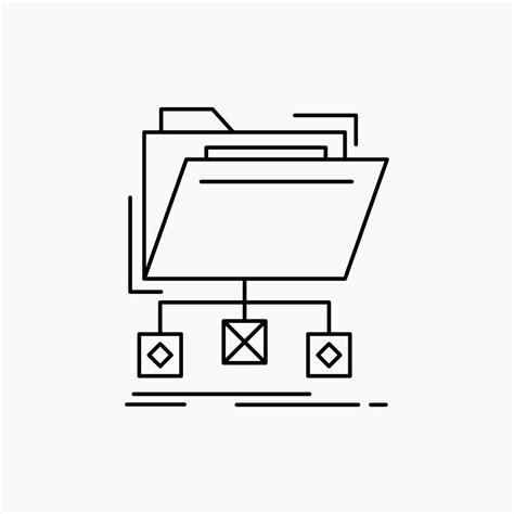 Backup Data Files Folder Network Line Icon Vector Isolated