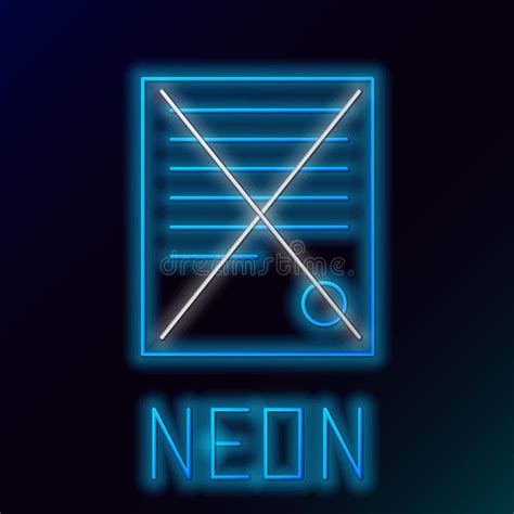 Glowing Neon Line Delete File Document Icon Isolated On Black Background Rejected Document Icon