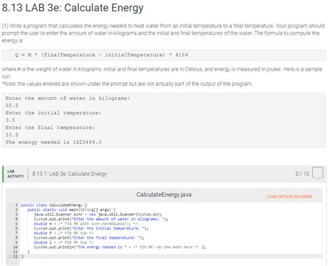 Solved LAB E Calculate Energy Write A Program Chegg