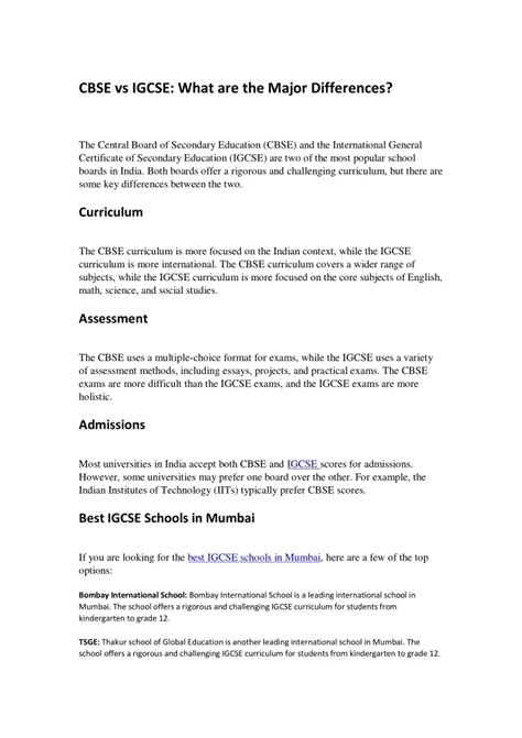 ppt cbse vs igcse what are the major differences powerpoint