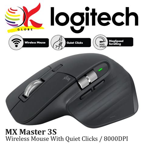 LOGITECH MX MASTER S WIRELESS BLUETOOTH MOUSE WITH QUIET CLICKS DPI BUTTONS