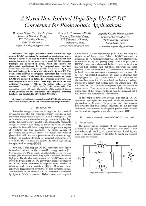 Pdf A Novel Non Isolated High Step Up Dc Dc Converters For Photovoltaic Applications