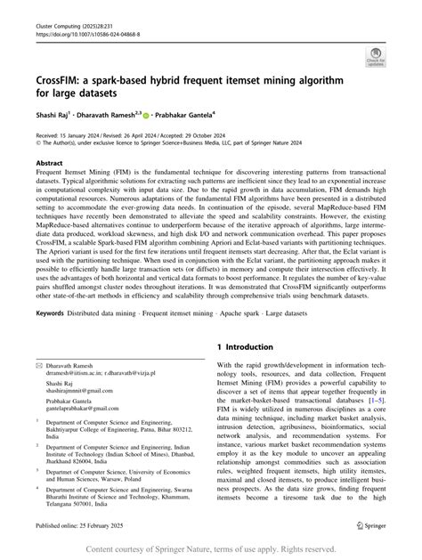 crossfim a spark based hybrid frequent itemset mining algorithm for