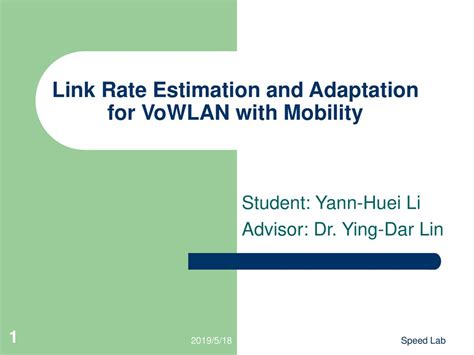Link Rate Estimation And Adaptation For Vowlan With Mobility Ppt Download