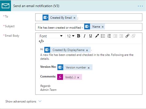 Power Automate Microsoft Flow Sending Email With Version Details