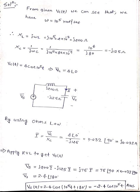Solved 7 8 If Vc T 4 Cos 10 T V In The Circuit In Fig 7 29 Find Course Hero