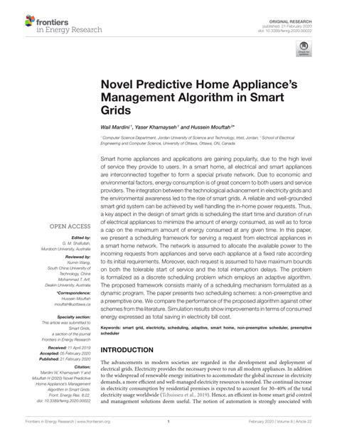 pdf novel predictive home appliance s management algorithm in smart grids