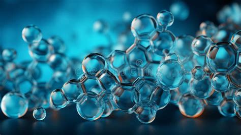 Abstract Bokeh Background With Molecular Structure And Ample Space For Text Placement Stock