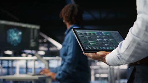 Close Up Of Data Center Admin Using Tablet Stock Footage Sbv 352237471