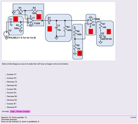 Solved R1 R2 10k 100 D1 C1 A 1 R3 V2 Lt1006 Lt1006 R7 100