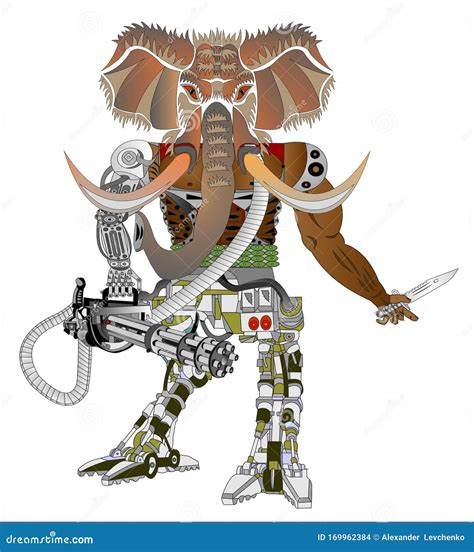 Mutant Semi Robot Mammoth Android Toy Stock Vector Illustration Of
