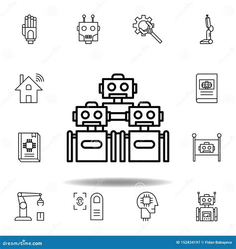 Robotics Robots Outline Icon Set Of Robotics Illustration Icons Stock