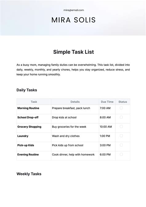 Free Project List Templates Editable And Printable