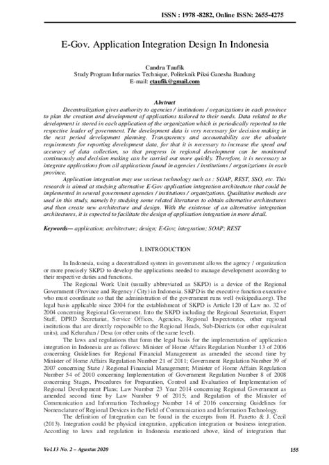 Pdf E Gov Application Integration Design In Indonesia Candra