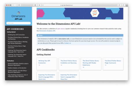 Dimensions API Labs Code Examples Dimensions