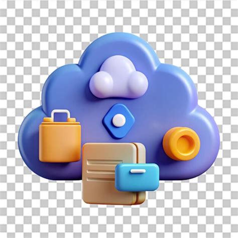 3d Cloud Storage On Computer Digital File Organization Service Or App With Data Transferring